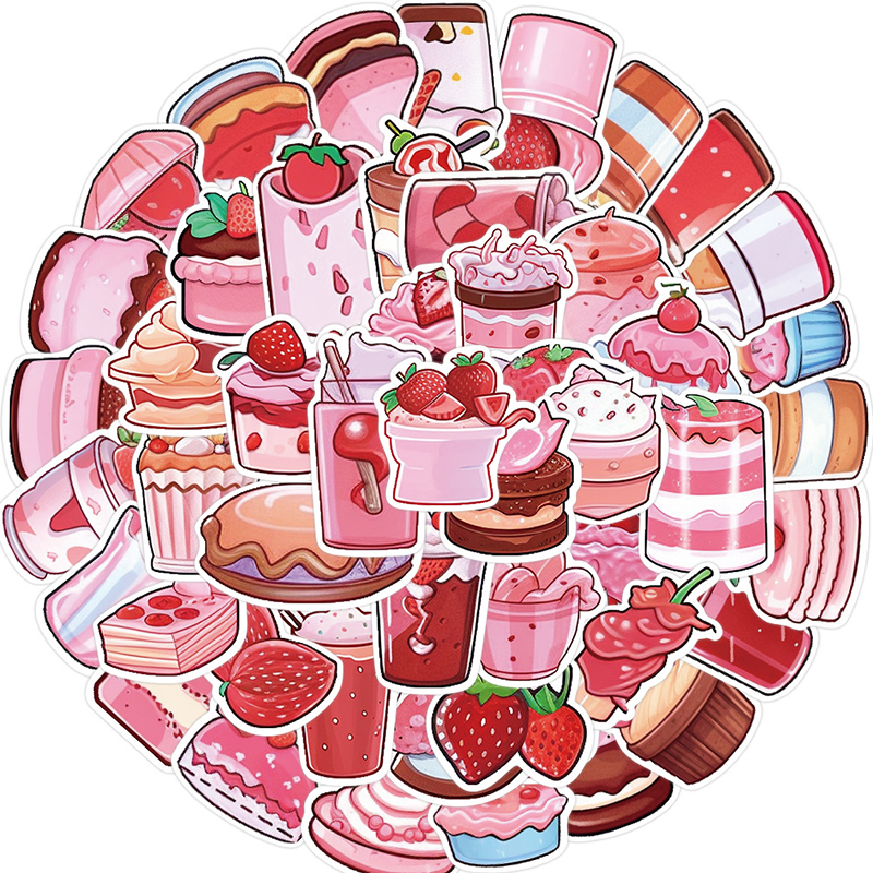 50 pz adesivi per dessert rosa carini arte aestetica laptop fai da te bambini adesivo decalcomanie in gf