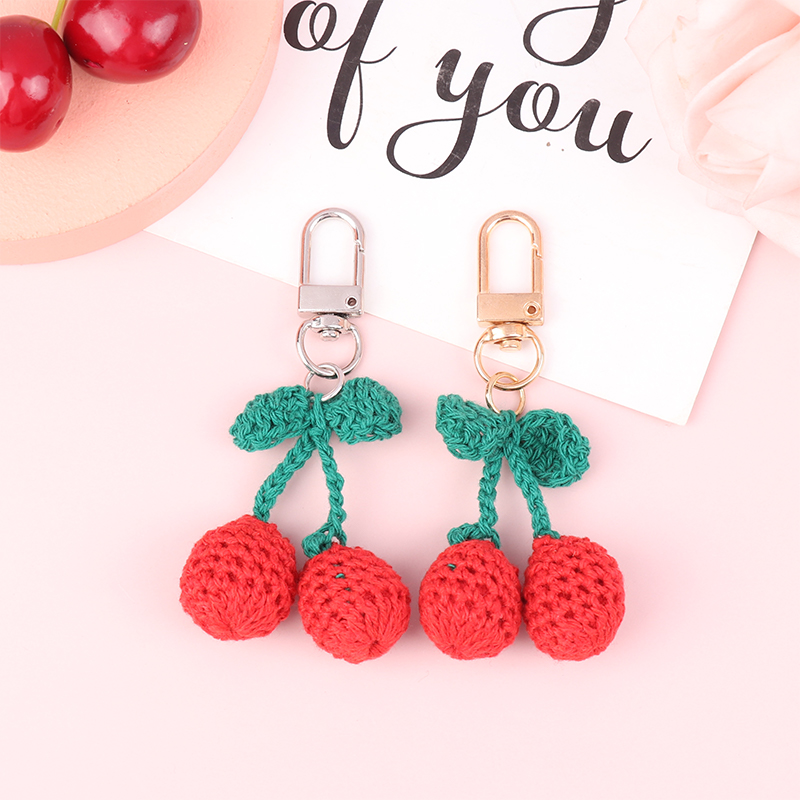 Portachiavi Ciliegio Per Donna Auto Creativa Maglia Portachiavi Cartoni Cartoni Lavorati a Maglia In GF