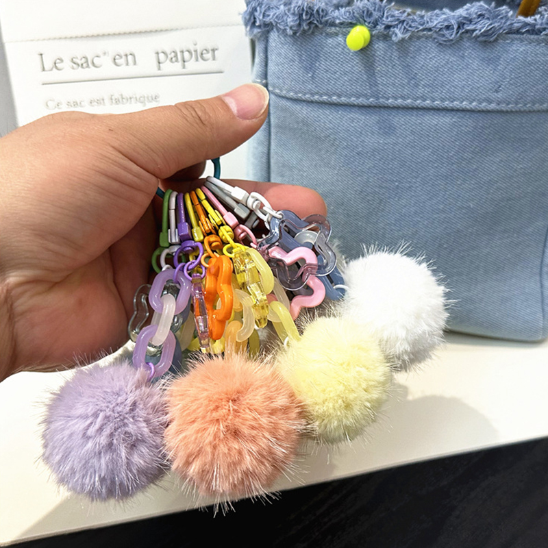 Pompom colorati portachiavi carino colore caramelle custodia cuffie ornamento in gf