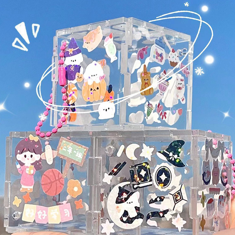 Ciondolo Portachiavi Cubo Trasparente 3D Portachiavi Fai Da Te Creativo Portachiavi Borsa Penda GF