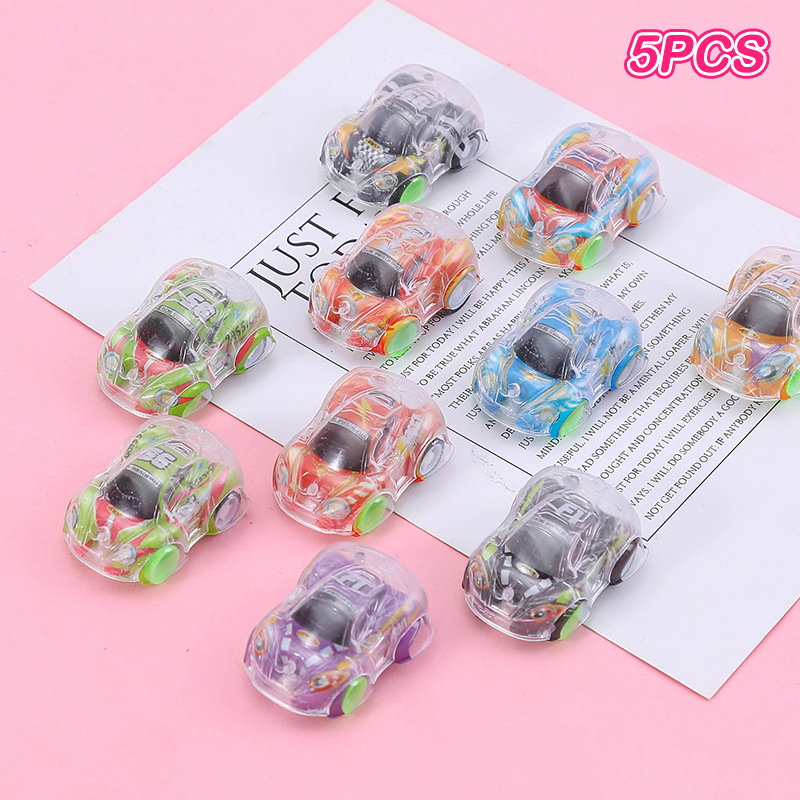5 pz cartoni animati a doppio strato trasparenti graffiti mini pull-back modello auto giocattolo GF
