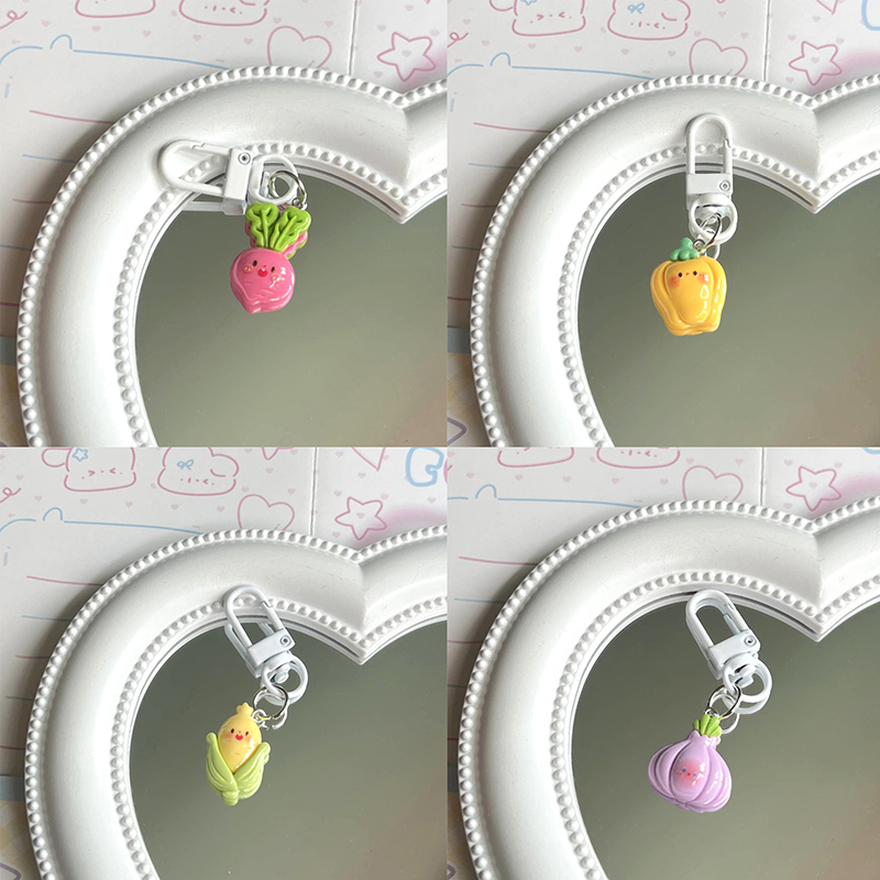 Cartoon Vegetable Key Chain Radish Onion Doll Pendant Corn Key Ring Bag ...