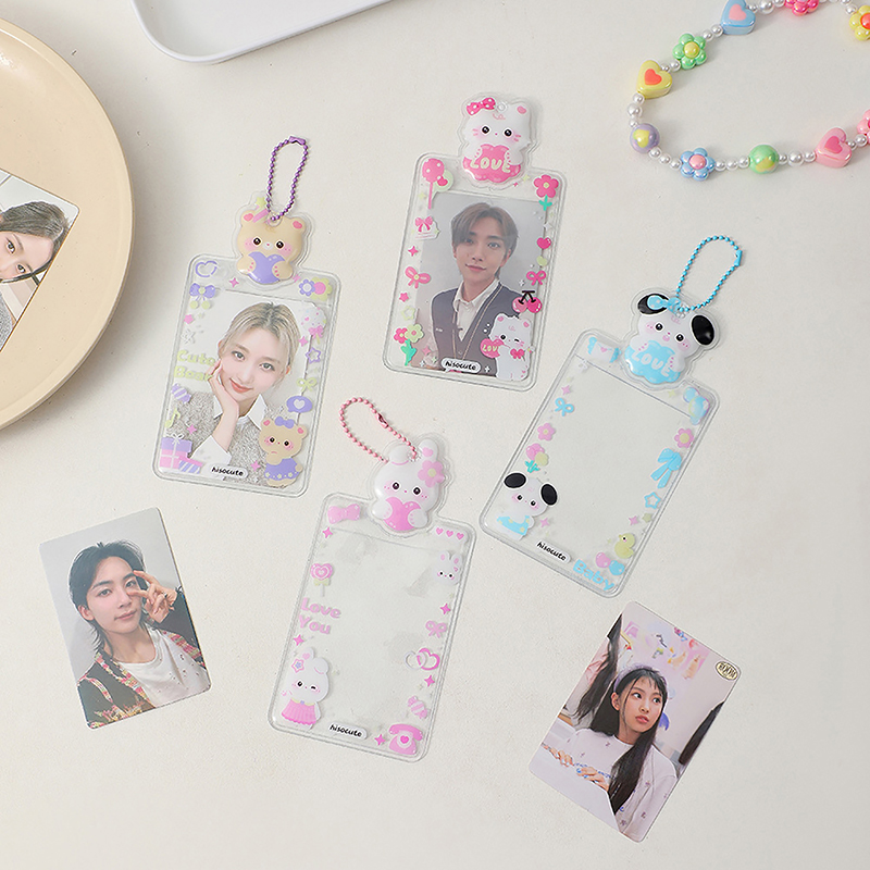 Cute PVC Photo Card Holder Photocards Keychain Kpop Photo Protective ...