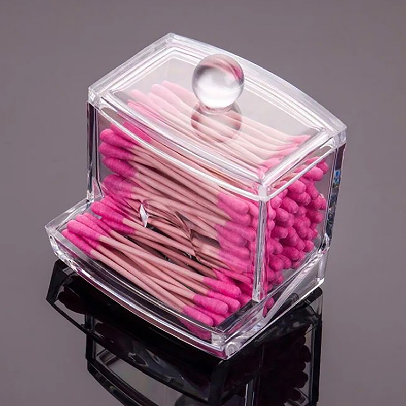 Cotton Swab Container Case Cosmetic Box Makeup Cotton Swab Clear ...