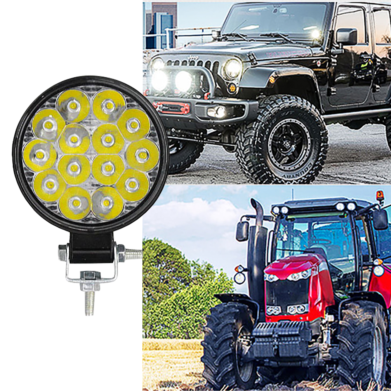 Proiettore 14 Led Luce Strobo e Fisso Mini Slim 42w 12-24v