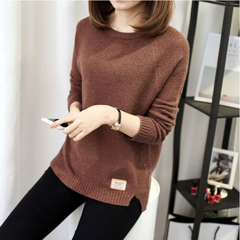 Women Korean Long Sleeve Top Knitted Shirt Blouse Sweatshirt Loose ...