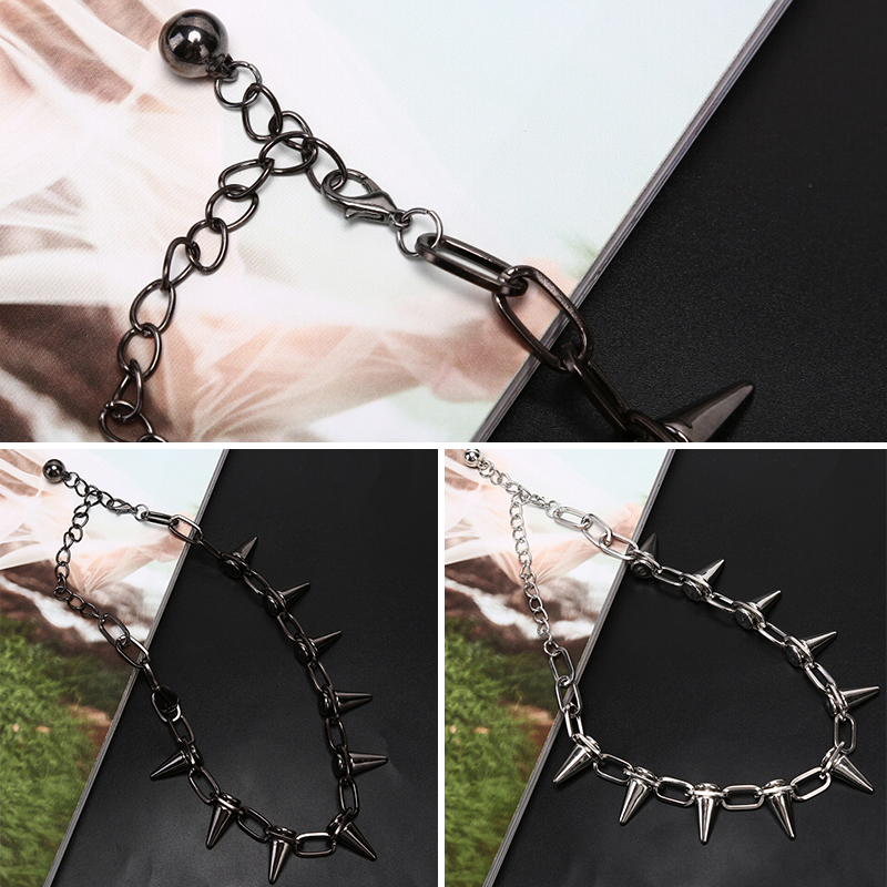New Spike Rivet Punk Collar Necklace Goth Rock Biker Link Chain Choker ...