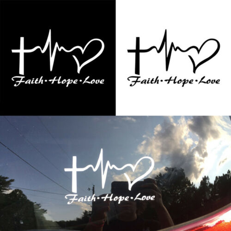 Faith Hope Love Vinyl Car Sticker CartoonJesusChristian Religiou Bible ...