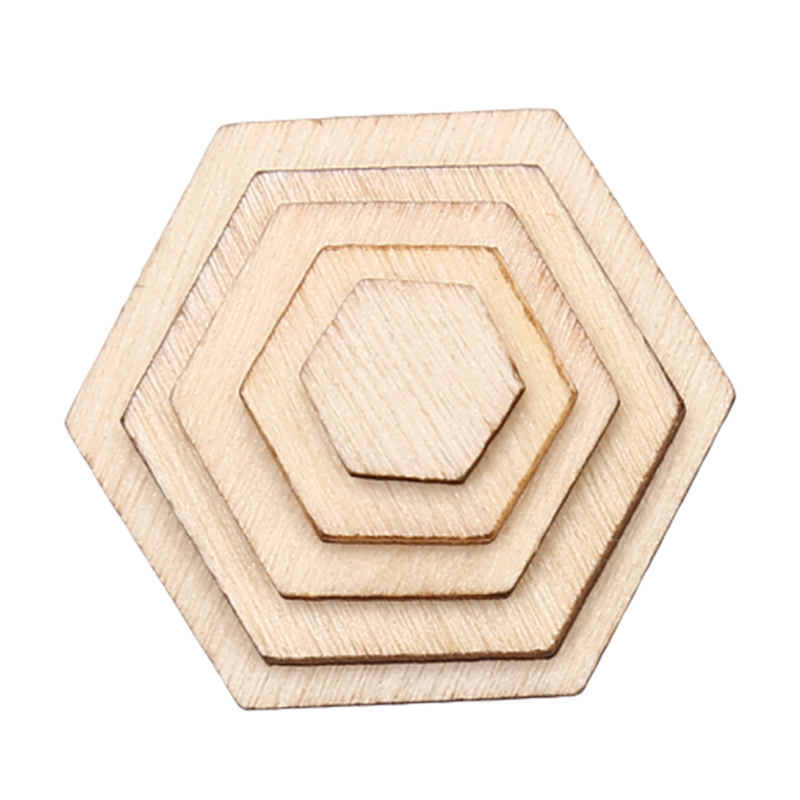 100Pcs Natural Blank Hexagonal Wood DIY Unfinished Craft Decor ...