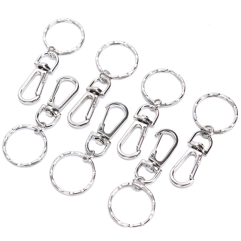10X 25mm Keyring Ripple Lobster Clasp Keychain Short Chain Split Ring ...