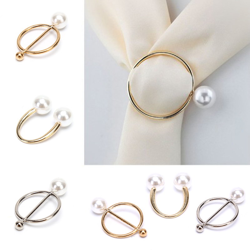 Pearl Brooch Pin Silk Scarf Buckle Women Shawl Scarf Clip Jewelry ...