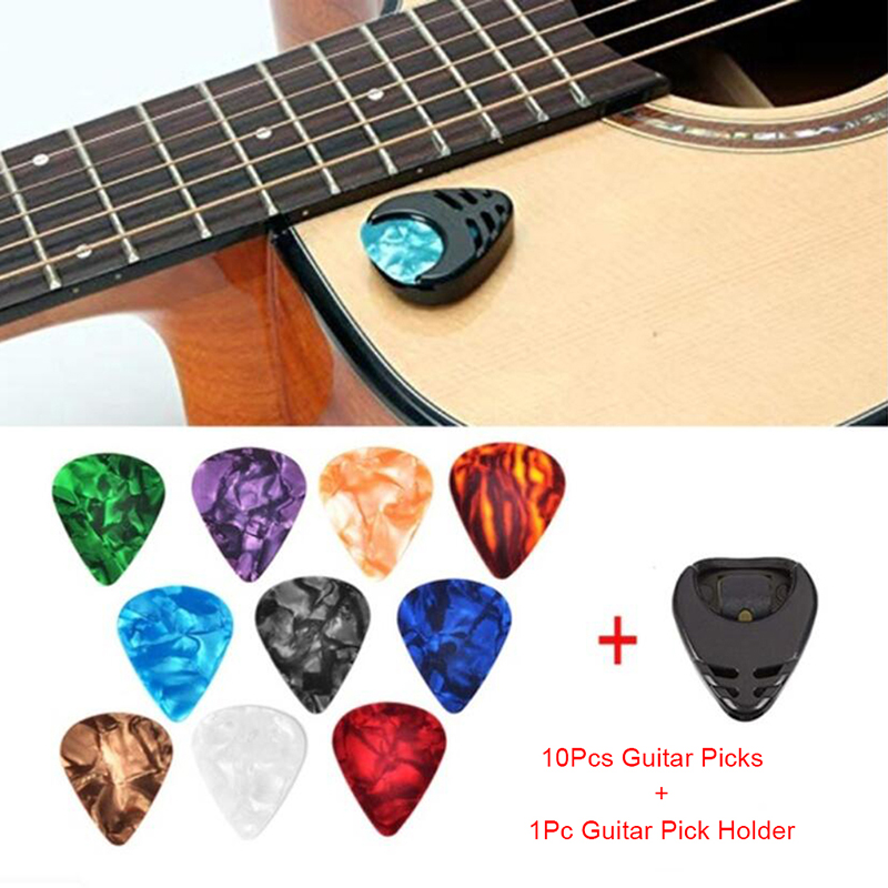 10Pcs Plectrums 1 Pick Holder Electric Celluloid Acoustic Guitar Pi F3 ...