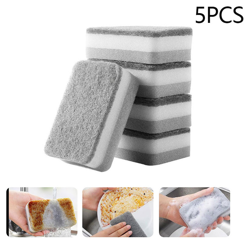 5PCS Strong Magic Sponge Cleaning Brush Dish Bowl Washing Sponge ...