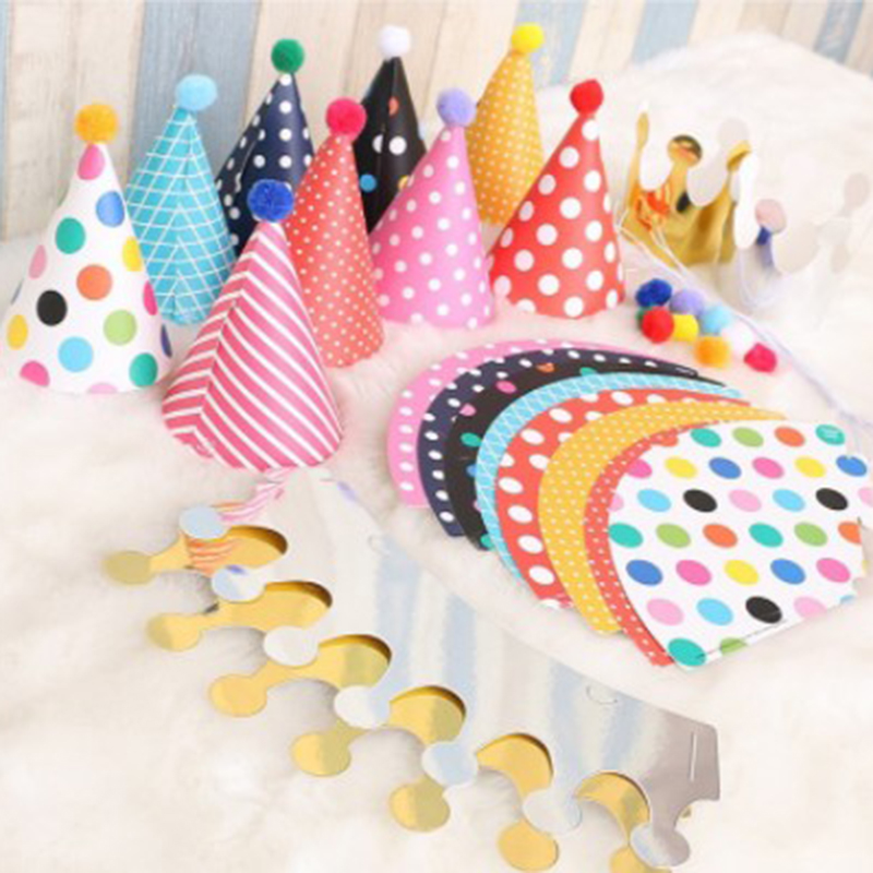 11pcs/set Happy Birthday Party Hats Polka Dot Baby Hats Party Supplie ...