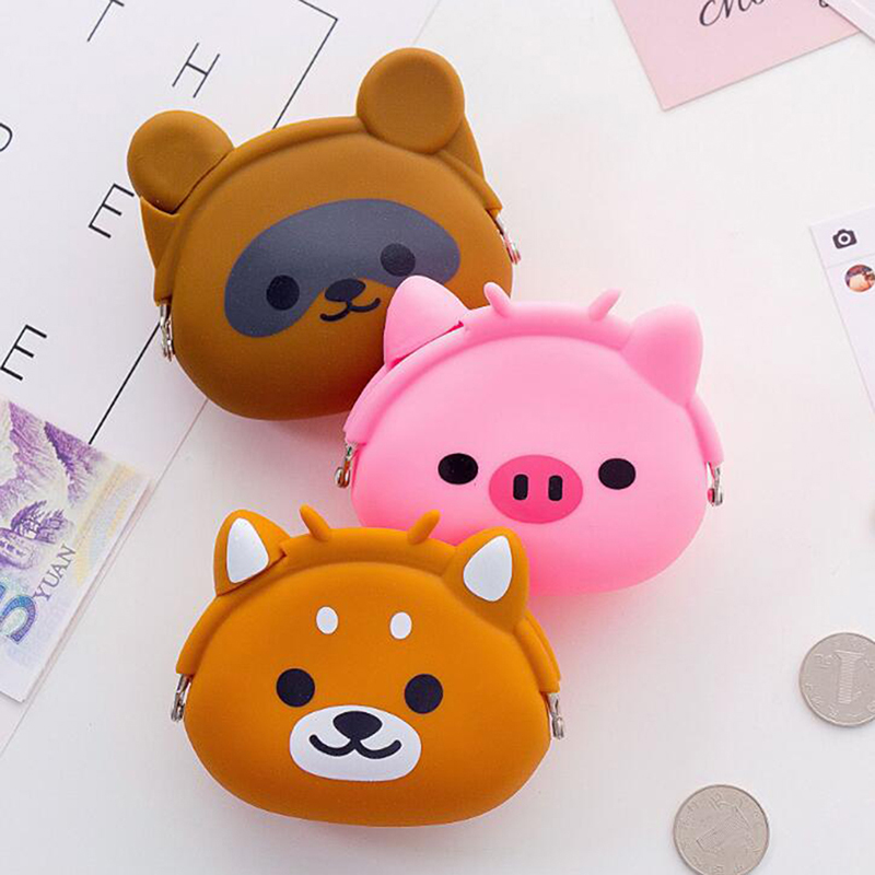 Cute Animal Mini Soft Buckle Girl Wallet Cartoon Silicone Coin Purse ...