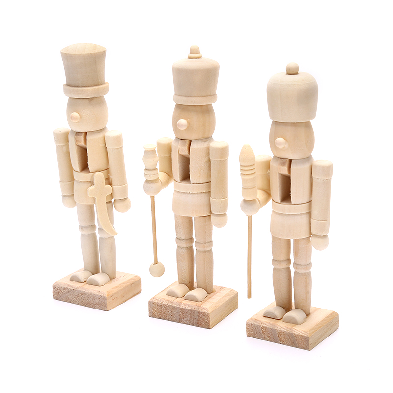 DIY 12CM Wooden Nutcracker Doll Soldier Shape Puppet Handmade Craft ...
