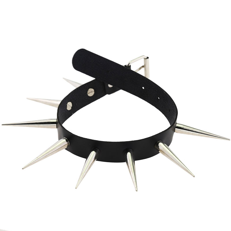 Metal Spike Rivets Rock Gothic Chokers PU Leather Stud Collar Choker ...
