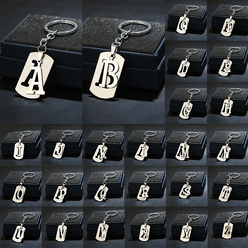 Stainless Steel A-Z Letters Key Chain 26 Letters KeyChain Men Women ...