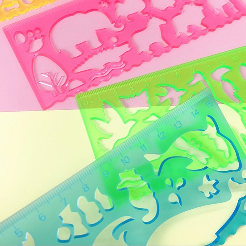 Funny nature scene drawing pattern ruler 1 set of 4 pieces Different ...