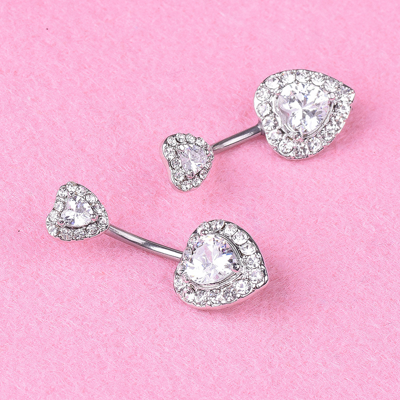 Crystal Heart Navel Belly Button Rings Barbell Navel Ring Piercing Body Jewelry | eBay