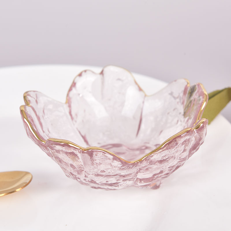 Small Glass Dish Gold Inlay Glass Sauce Bowl Seasoning Plate Fruit Sala ...