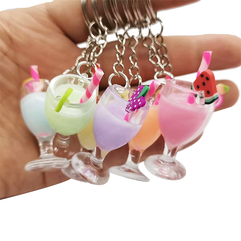 Cocktail Keychain Lovely Key Chain Bag Phone Charm Pendant Keyring Gifts Jewe Th