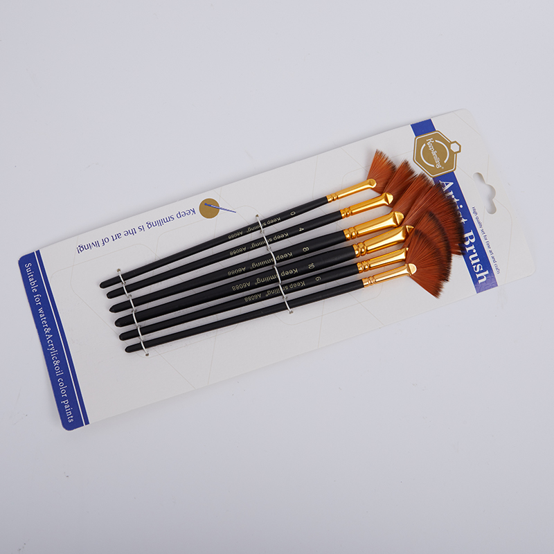 6Pcs/Set Fan shaped Nylon Hair Gouache Acrylic Watercolor Paint Brush for Sch ba