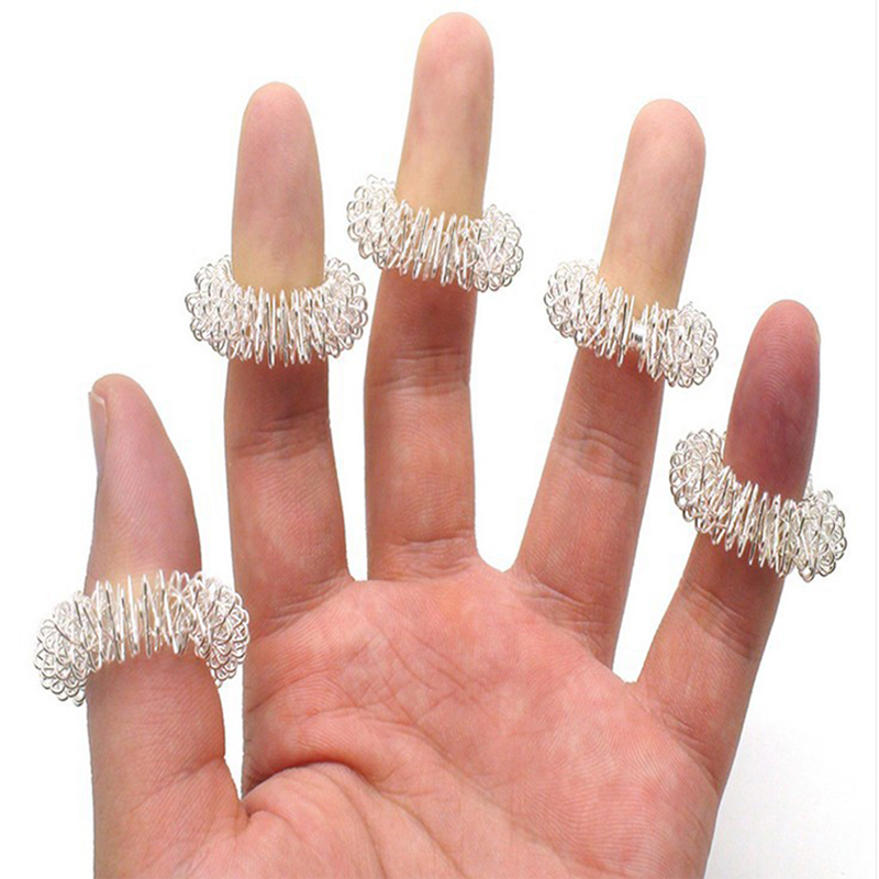 10pcs Stainless Steel Finger Massage Ring Acupuncture Ring Therapy ...