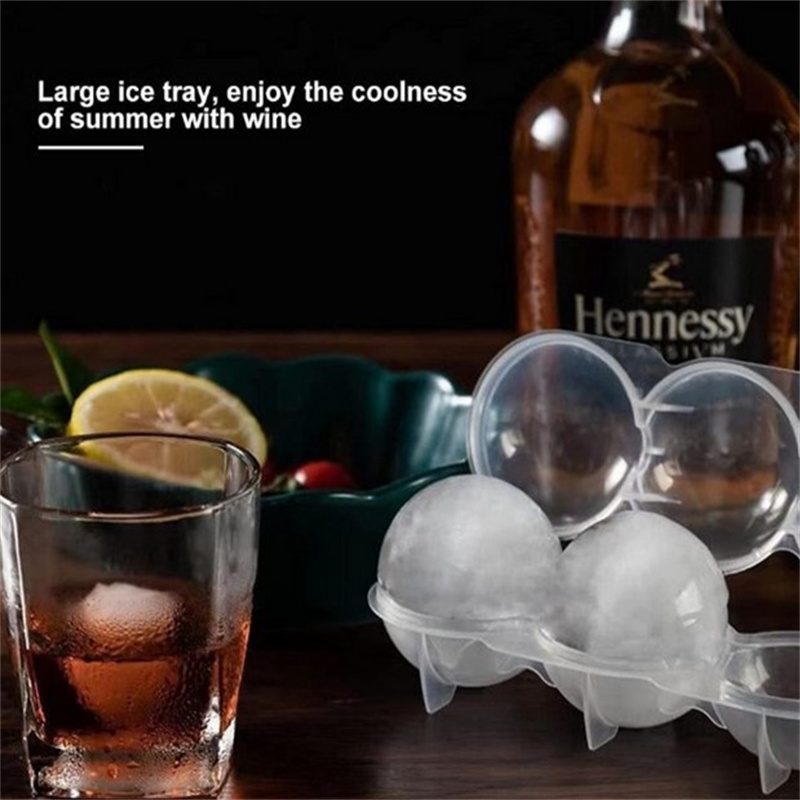 4 Cavity Bar Sphere Ice Cube Mould Mold Ball Freezer Maker Tray Whiskey ...