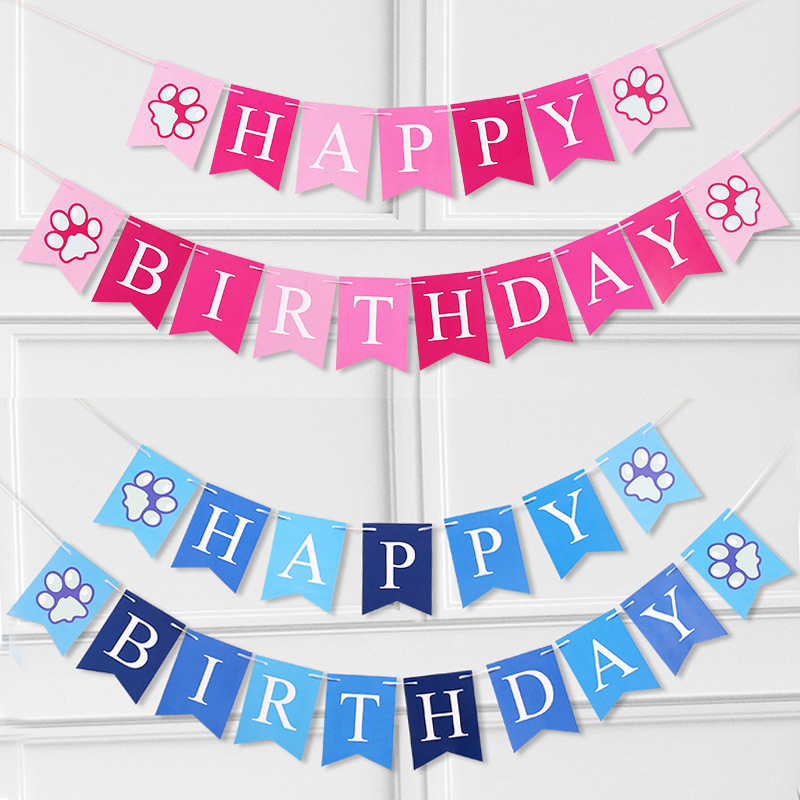 Dog Hat Happy Birthday Banner blingbling Bowtie Pet Birthday Party Decoration ba