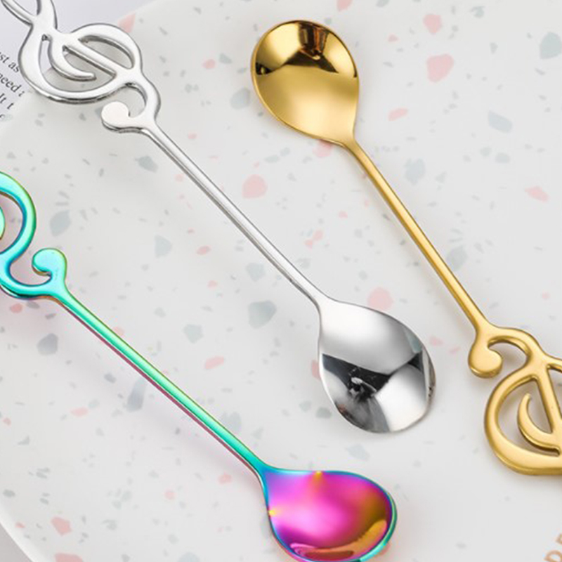 Mug Spoon Music Bar Ice Bar Creative Gift Spoon Stainless Steel Music Note S H❤W