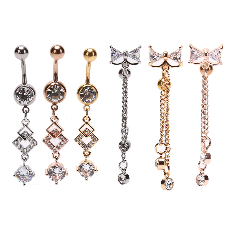Navel Belly Button Rings Crystal Flower Dangle Bar Barbell Body Piercing Jew LW | eBay