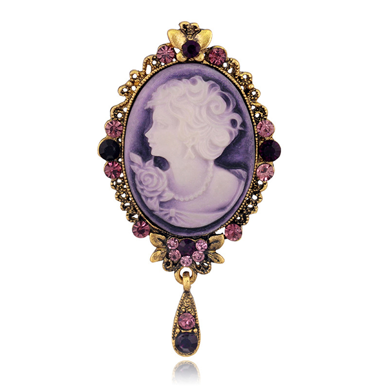 New Cameo Victorian Style crystal Wedding Party Women Pendant Brooch ...