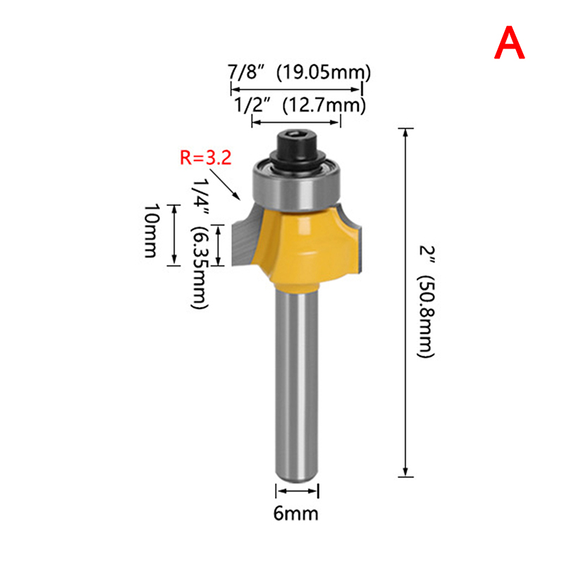 6mm 1 4 Shank Corner Round Over Router Bit With Bearing Milling Cut lkQCGA F J