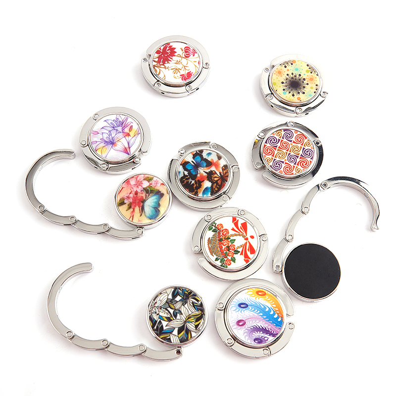 1 Pcs Round Table Vintage Flowers Foldable Purse Bag Hanger Handbag ...