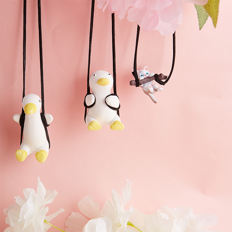 Gypsum Anime Car Accessorie Swing Duck Pendant Auto Rearview Mirror Ornaments ba