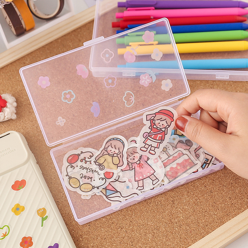 Stationery Stickers Storage Box Organizer Container Art Tool Case Craft ...
