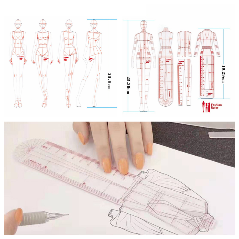 Women Fashion Drawing Ruler Figure Template for Illustration Sketch ...