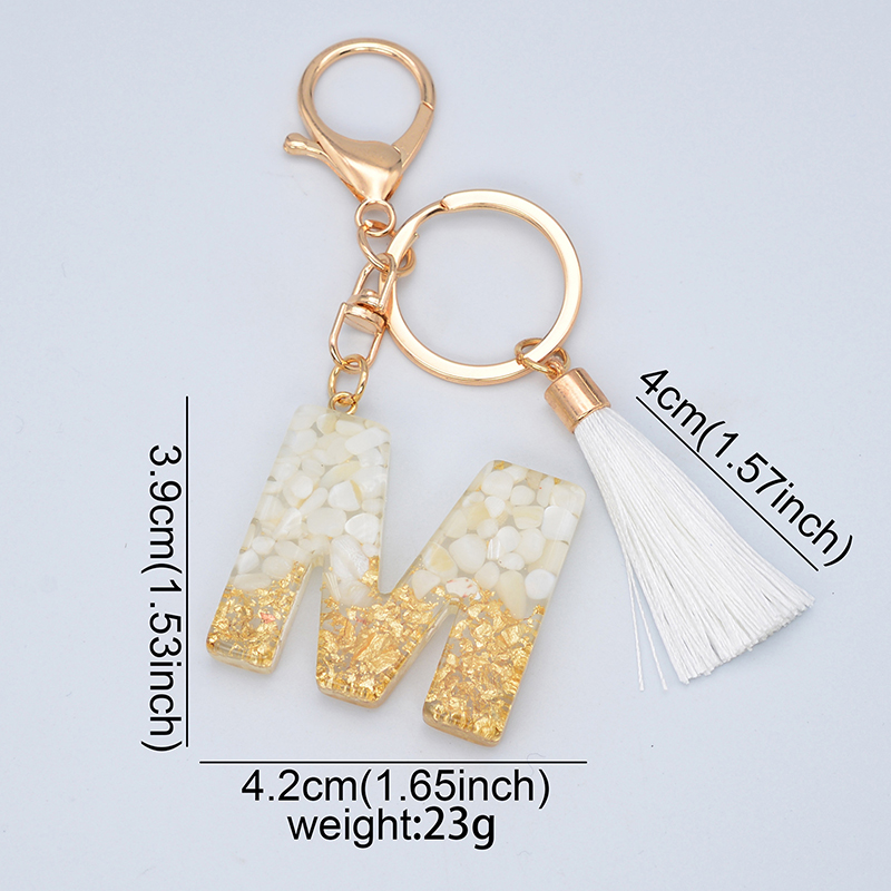 1Pc Gold Tassel Alphabet Keychain English Letter Keyring Glitter ...