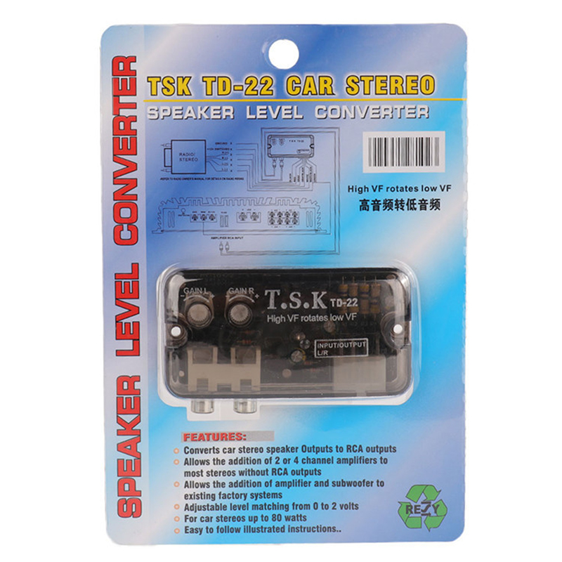 12V Auto Car Audio Converter RCA Stereo High To Low Adjustable ...