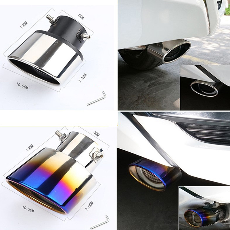 Marmitta auto universale punta tubo rotondo in acciaio inox coda cromata MufI4UK Th