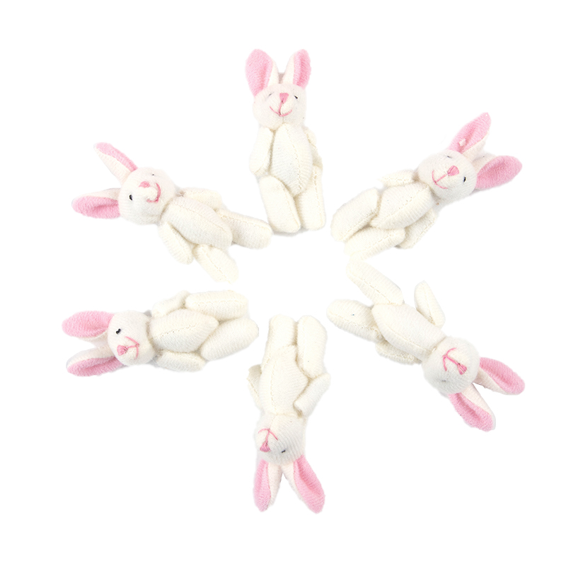 3pcs 7cm Soft Mini Joint Rabbit Pendant Plush Toy For Key Chain Bouquet Doll  Pe