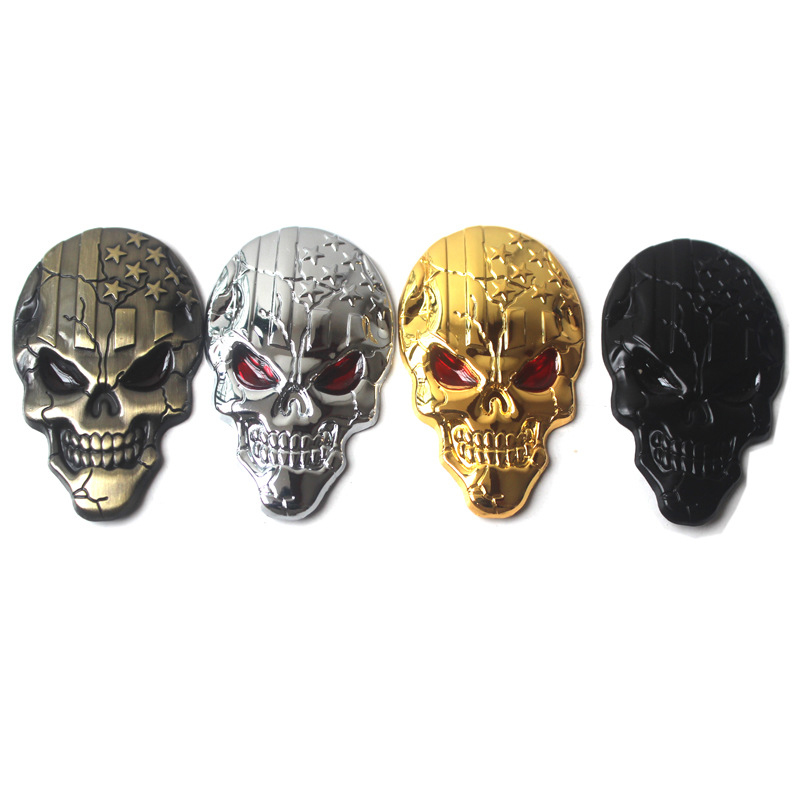3D Car Sticker Metal Car Side Fender Rear Trunk Skull Emblem Badge Decal for Car