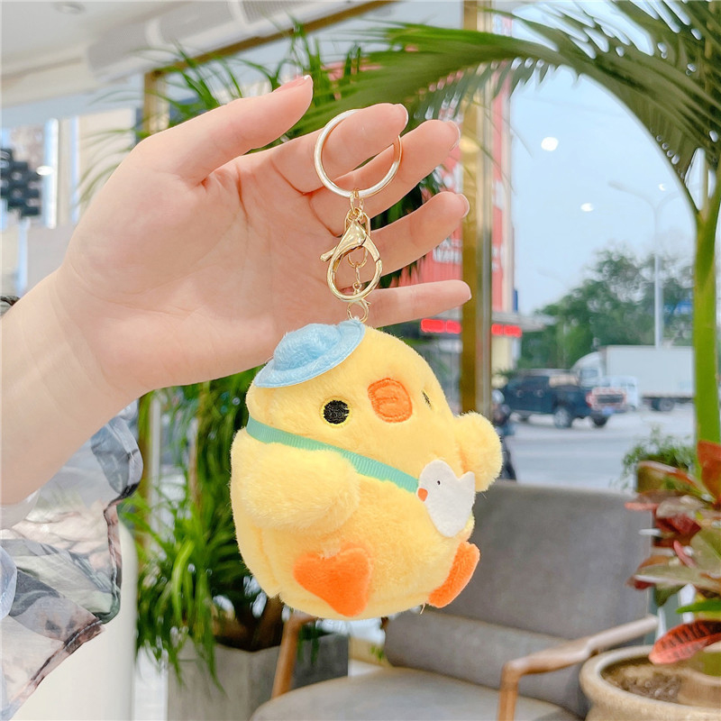 Cute Little Yellow Chicken Bag Pendant Plush Toy Doll Netred Chick Keychain G Pe