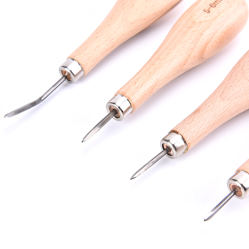 1pcs Wooden Diamond Rhombus Awl DIY Leather Stitching Sewing Awl Punch ...