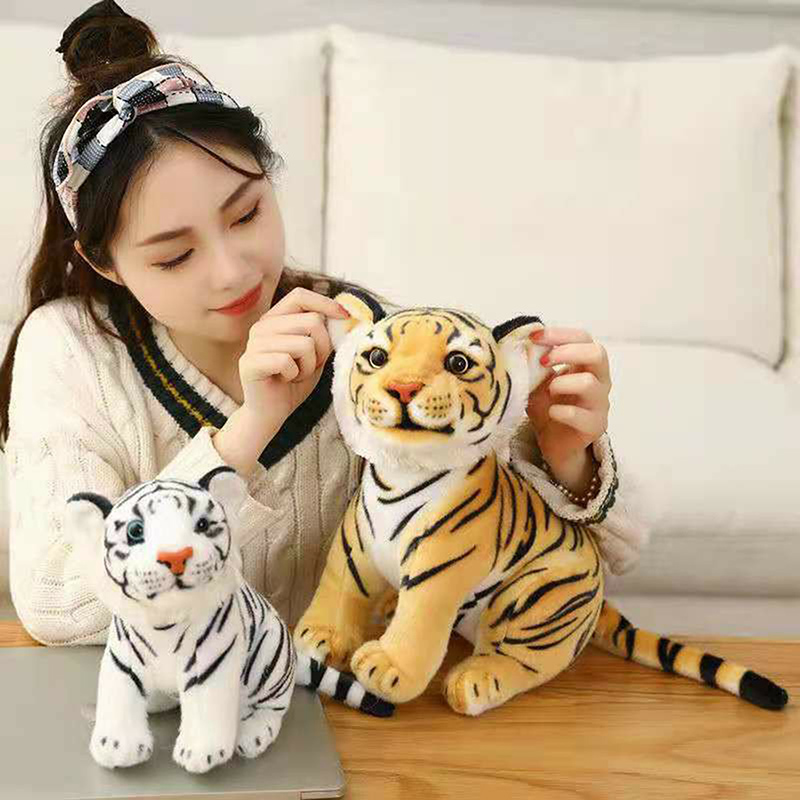 23-33cm Cute lifelike Tiger Stuffed Animals White Tigers Plush Toy Real ...