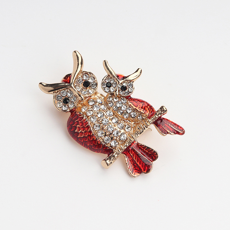 Owls Brooch Christmas Gifts Pins Corsage Two Owls Pins Suit Retro Brooc ...