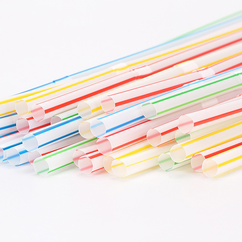 100Pcs Colorful Disposable Plastic Curved Drinking Straws Party Bar ...