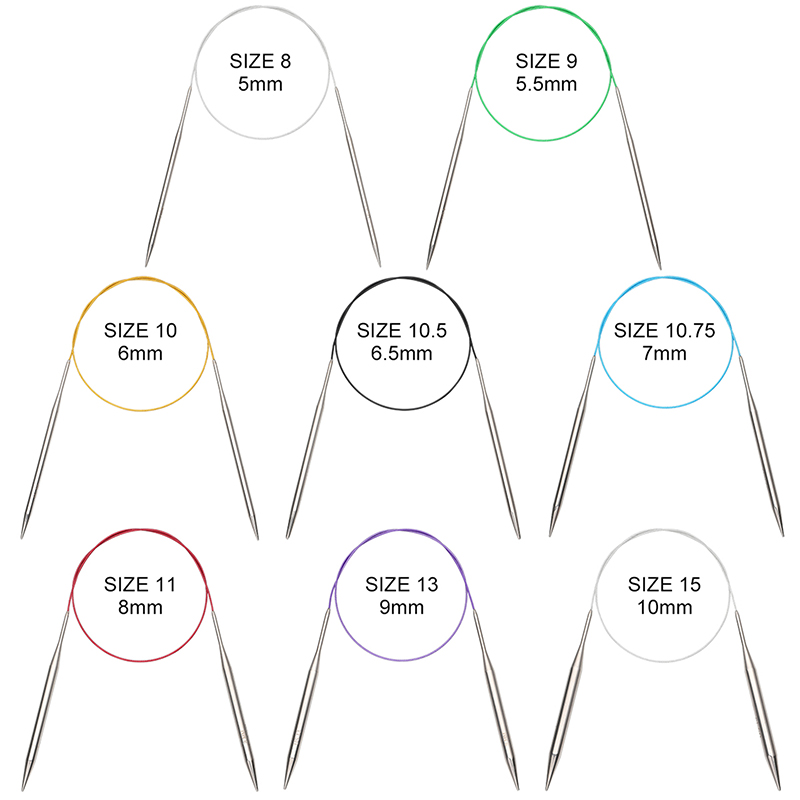 43/60/120cm Knitting Needles Stainless Steel DIY Ring Crochet Needle ...