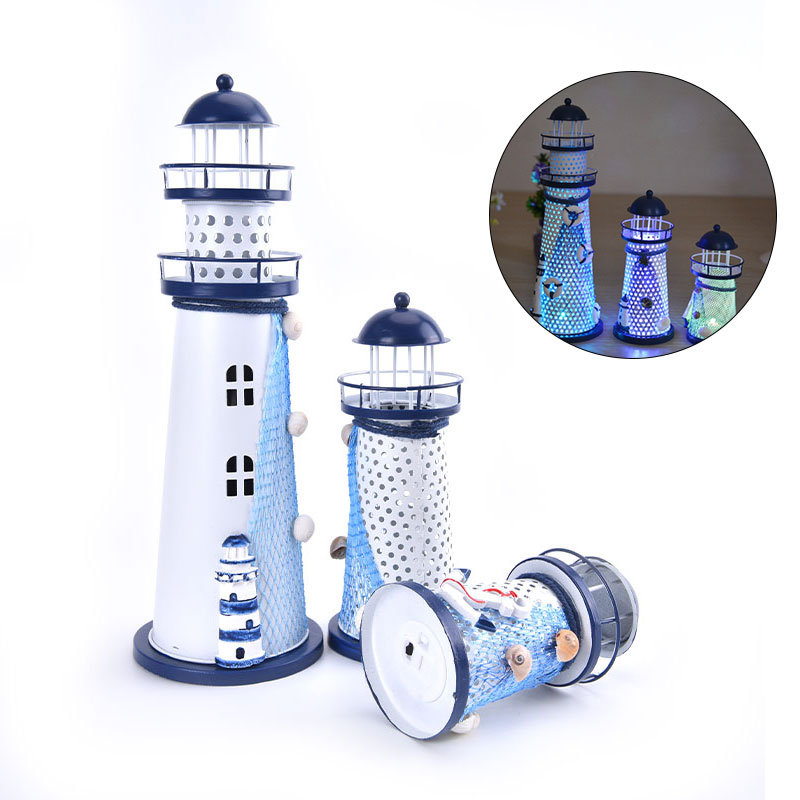 Ocean Flash Lighthouse Fishing Net Starfish Shell Metal Beacon Tower ...